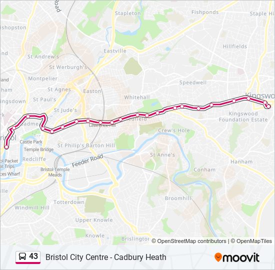 43 Route: Schedules, Stops & Maps - Bristol City Centre (Updated)