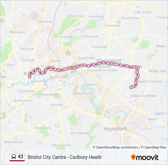 43 Route: Schedules, Stops & Maps - Cadbury Heath (Updated)