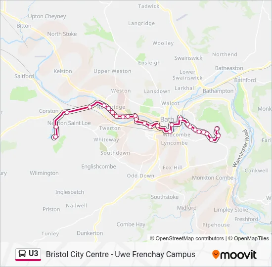 U3 Route: Schedules, Stops & Maps - Bath Spa University (Updated)