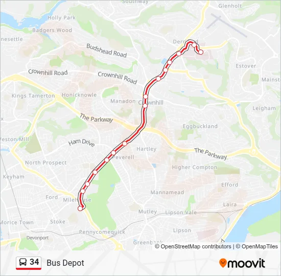 34 Route: Schedules, Stops & Maps - Bus Depot (Updated)