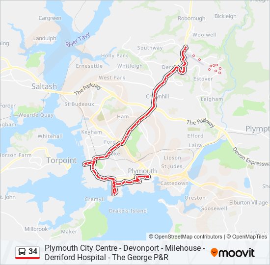 34 Route Schedules Stops Maps Plymouth City Centre Updated 34 Route Schedules Stops Maps Plymouth City Centre Updated