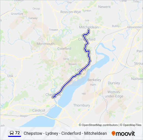 72 Route: Schedules, Stops & Maps - Mitcheldean (Updated)