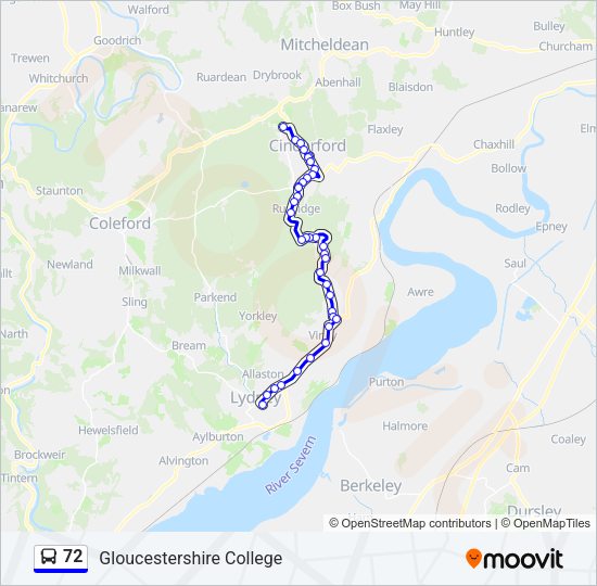 72 Route: Schedules, Stops & Maps - Gloucestershire College (Updated)