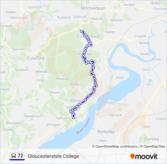 72 Route: Schedules, Stops & Maps - Gloucestershire College (Updated)