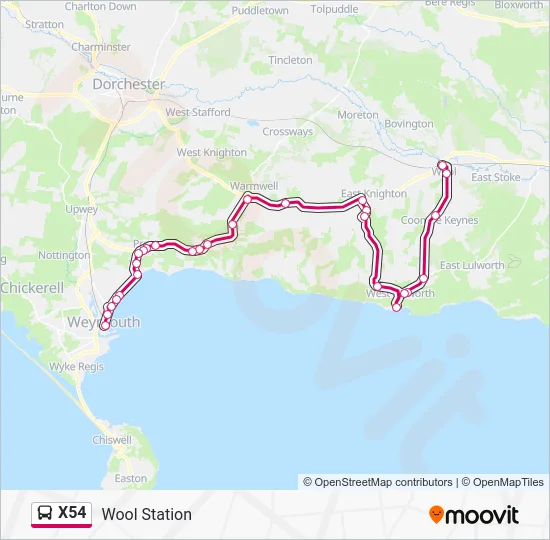 X54 Route: Schedules, Stops & Maps - Wool Station (Updated)