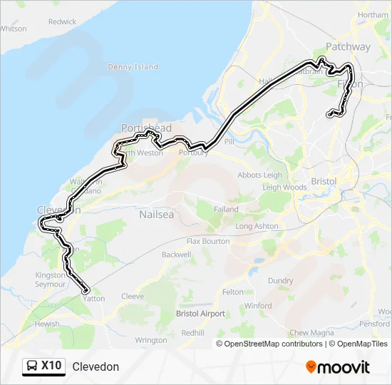 X10 Route: Schedules, Stops & Maps - Clevedon (Updated)