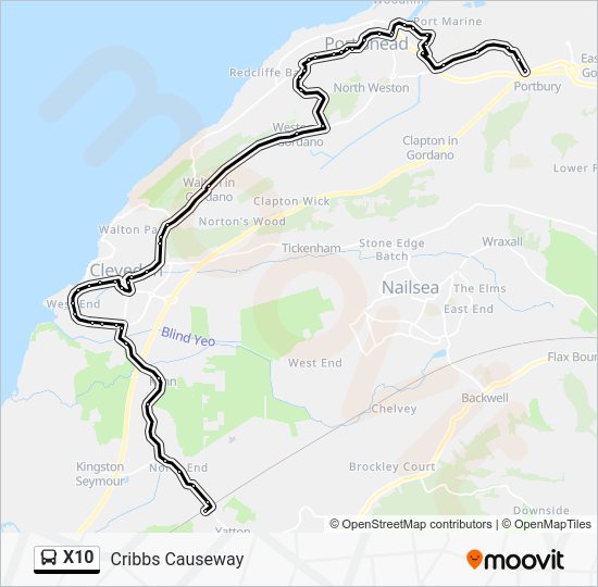 X10 Route: Schedules, Stops & Maps - Cribbs Causeway (Updated)