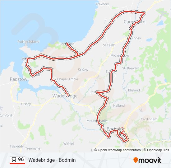 96 Route: Schedules, Stops & Maps - Wadebridge School (Updated)