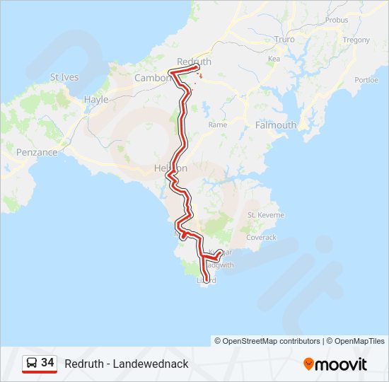 34 Route: Schedules, Stops & Maps - Redruth (Updated)