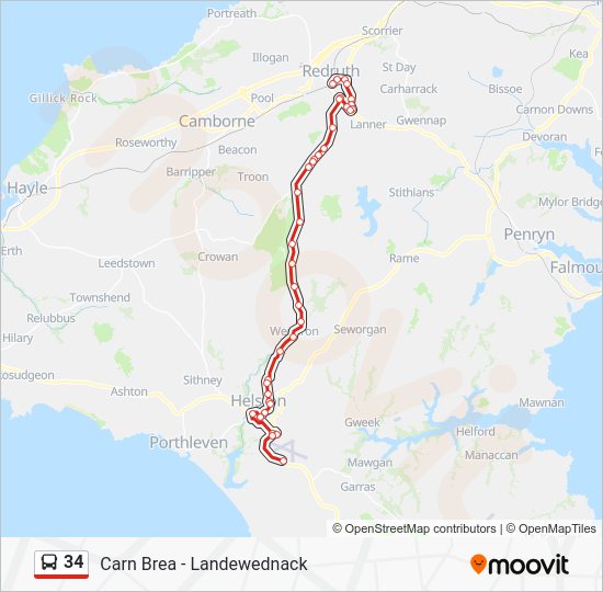 34 Route: Schedules, Stops & Maps - Rnas Culdrose (Updated)