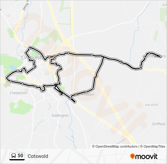 50 Route: Schedules, Stops & Maps - Cirencester (Updated)
