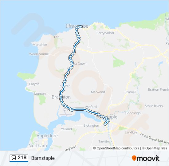 21b Route: Schedules, Stops & Maps - Barnstaple (Updated)