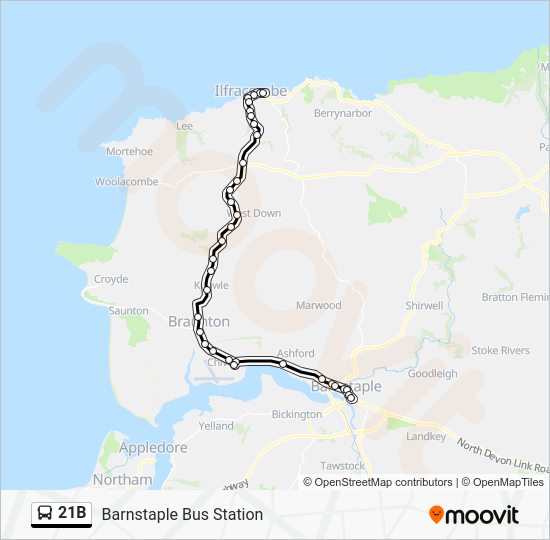 21B Route: Schedules, Stops & Maps - Barnstaple Bus Station (Updated)