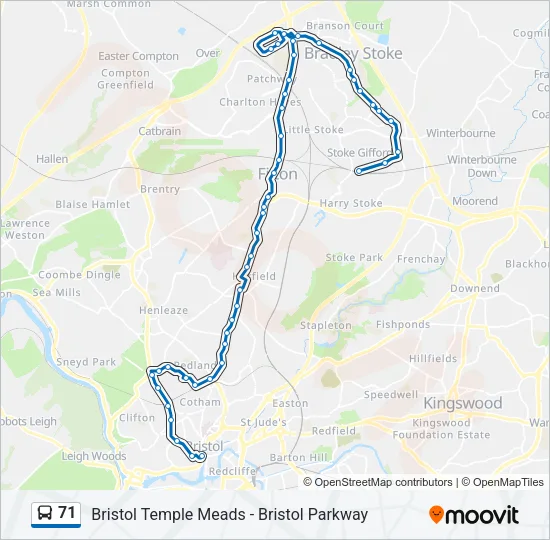 71 Route: Schedules, Stops & Maps - Bristol City Centre (Updated)