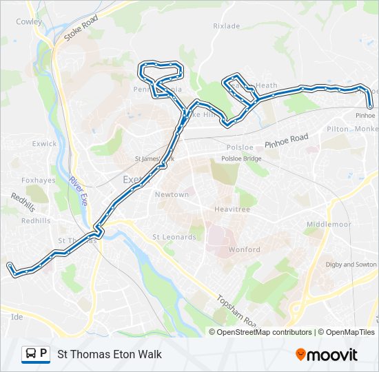 P Route: Schedules, Stops & Maps - St Thomas Eton Walk (Updated)