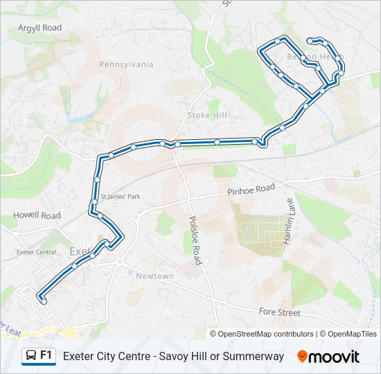f1 Route: Schedules, Stops & Maps - Exeter City Centre (Updated)
