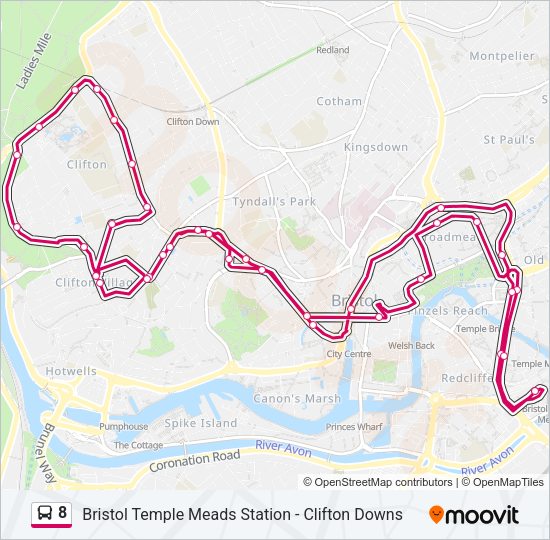 8 Route: Schedules, Stops & Maps - Temple Meads (Updated)