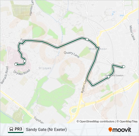 PR3 Route: Schedules, Stops & Maps - Sandy Gate (Nr Exeter) (Updated)