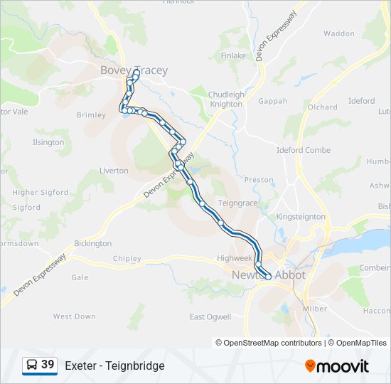 39 Route: Schedules, Stops & Maps - Bovey Tracey (Updated)