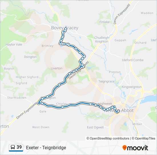 39 Route: Schedules, Stops & Maps - Bovey Tracey Lloyds Pharmacy (Updated)