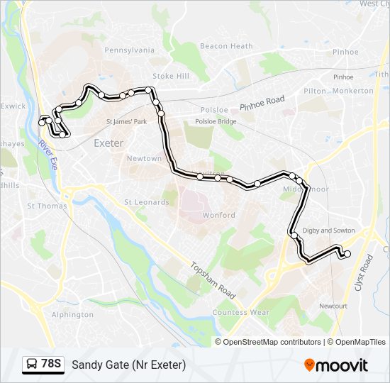 78s Route: Schedules, Stops & Maps - Sandy Gate (Nr Exeter) (Updated)