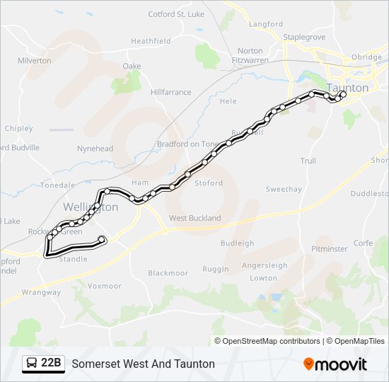 22B Route: Schedules, Stops & Maps - Taunton Castle Way (Updated)