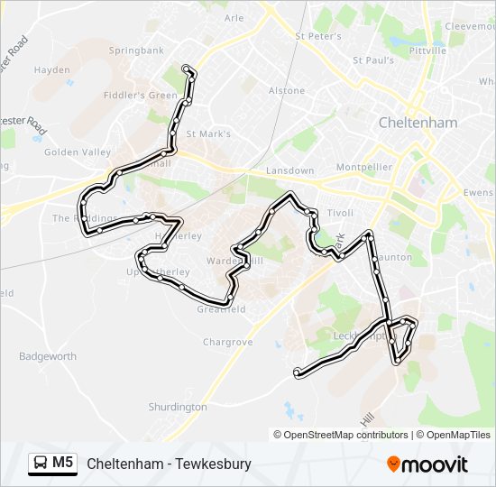 m5 Route: Schedules, Stops & Maps - Warden Hill (Cheltenham) (Updated)