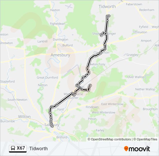 X67 Route: Schedules, Stops & Maps - Tidworth (Updated)