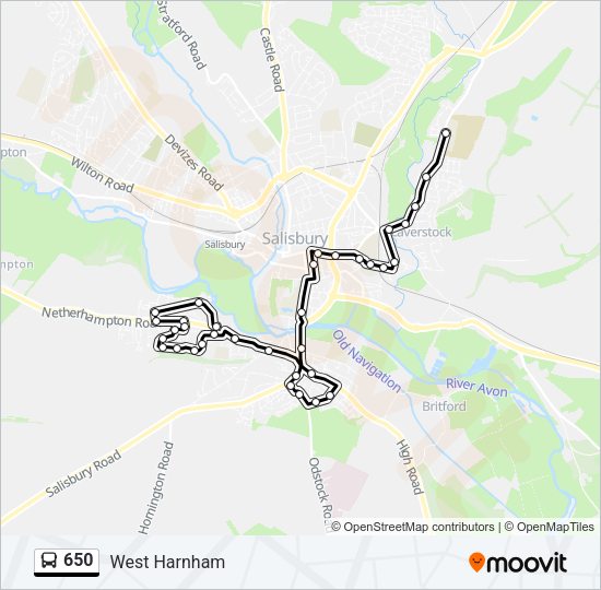 650 Route: Schedules, Stops & Maps - West Harnham (Updated)