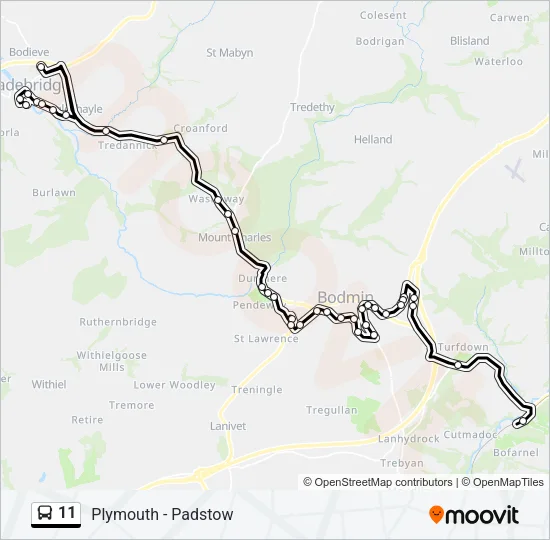 11 Route: Schedules, Stops & Maps - Wadebridge (Updated)