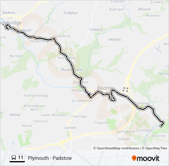 11 Route: Schedules, Stops & Maps - Bodmin Parkway Stat (Updated)