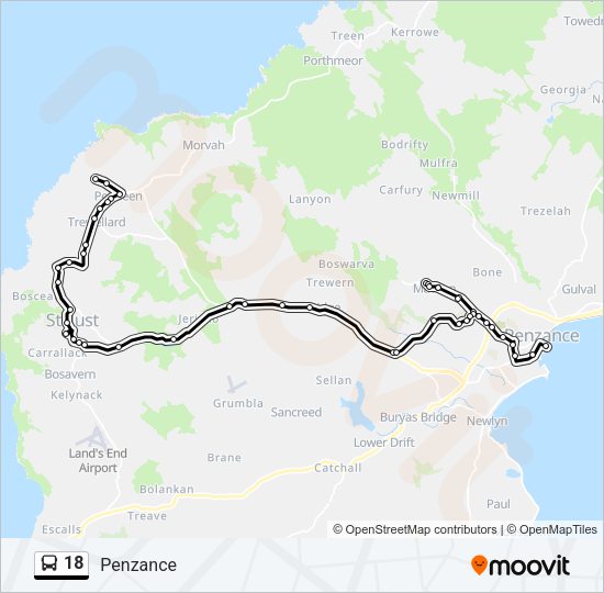 18 Route: Schedules, Stops & Maps - Penzance (Updated)