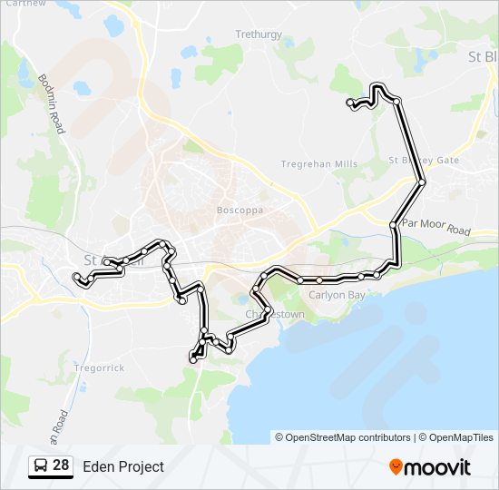 28 Route: Schedules, Stops & Maps - Eden Project (Updated)