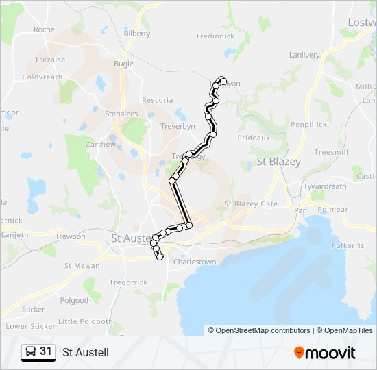 31 Route: Schedules, Stops & Maps - St Austell (Updated)