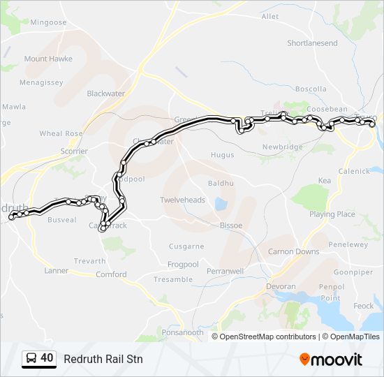 40 Route: Schedules, Stops & Maps - Redruth Rail Stn (Updated)