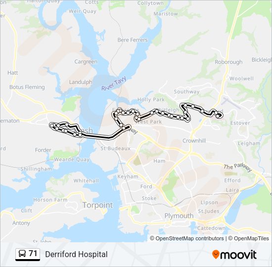 71 Route: Schedules, Stops & Maps - Derriford Hospital (Updated)