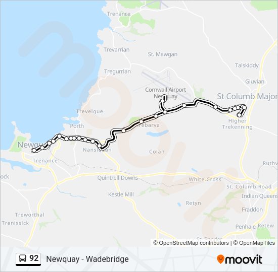 92 Route: Schedules, Stops & Maps - St Columb Major (Updated)