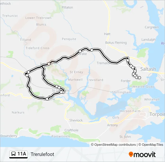 11A Route: Schedules, Stops & Maps - Trerulefoot (Updated)