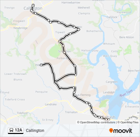12A Route: Schedules, Stops & Maps - Callington (Updated)