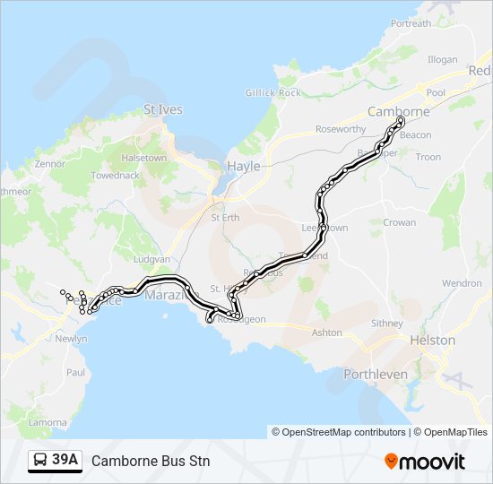 39a Route: Schedules, Stops & Maps - Camborne Bus Stn (Updated)