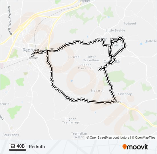 40b Route: Schedules, Stops & Maps - Redruth Rail Stn (Updated)