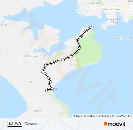 70A Route: Schedules, Stops & Maps - Cawsand (Updated)