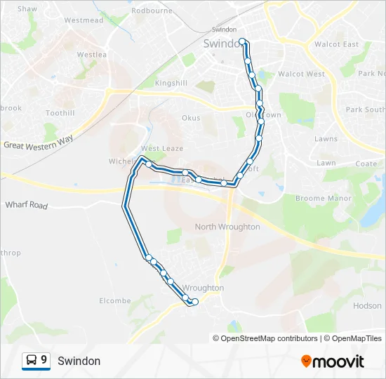 9 Route: Schedules, Stops & Maps - Wroughton High Street (Updated)
