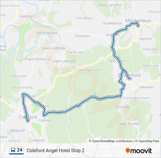 24 Route: Schedules, Stops & Maps - Coleford Angel Hotel Stop 2 (Updated)