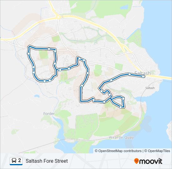 2 Route: Schedules, Stops & Maps - Saltash Fore Street (Updated)