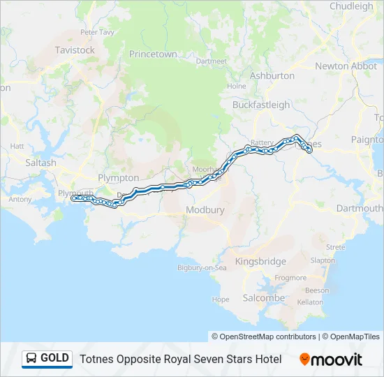 GOLD Route: Schedules, Stops & Maps - Totnes Opposite Royal Seven Stars ...