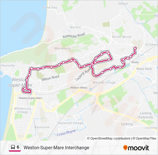 6 Route: Schedules, Stops & Maps - Weston-Super-Mare Interchange (Updated)