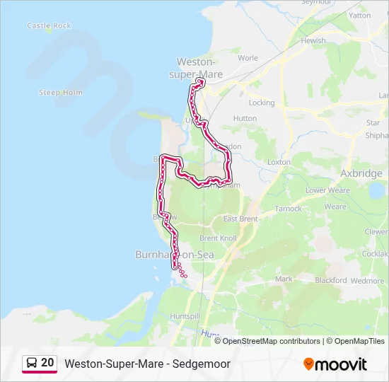 20 Route: Schedules, Stops & Maps - Weston-Super-Mare Interchange (Updated)