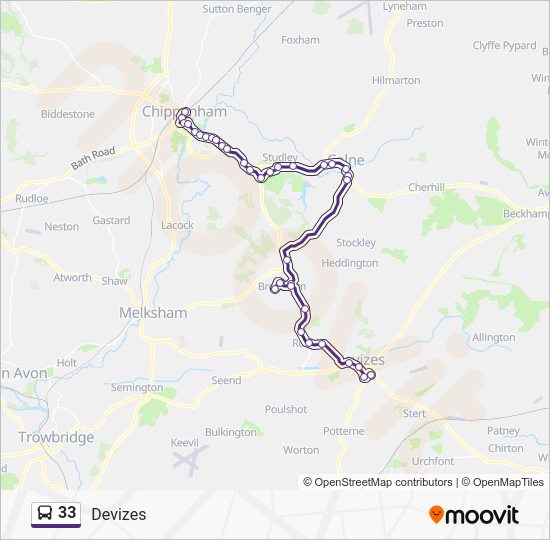 33 Route: Schedules, Stops & Maps - Devizes (Updated)