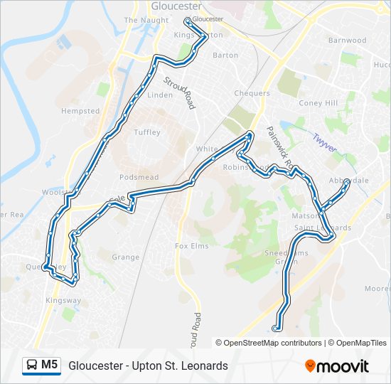 m5 Route: Schedules, Stops & Maps - Gloucester Clarence Street Set Down ...